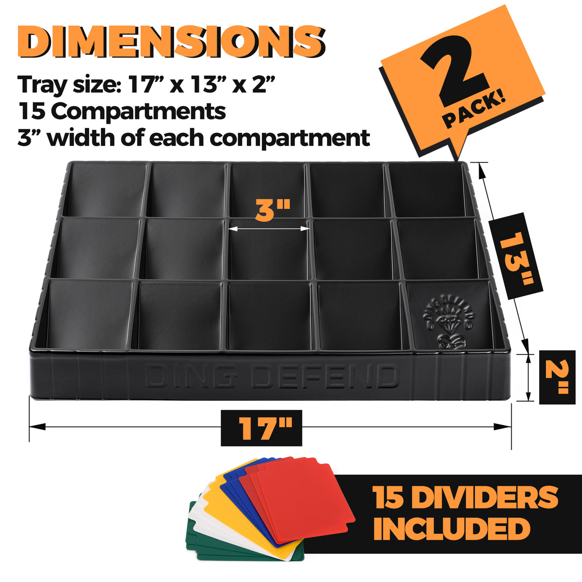 2 Pack Card Sorting Tray - Stackable Trading Card Organizer, 15-Compar ...