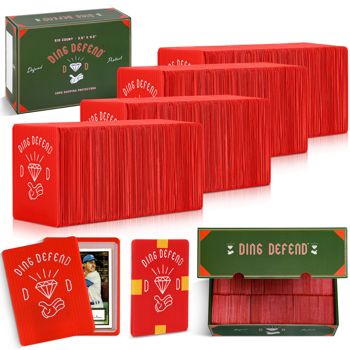 510 pack Ding Defend Trading Card Mailing Protectors Hard Plastic Card ...