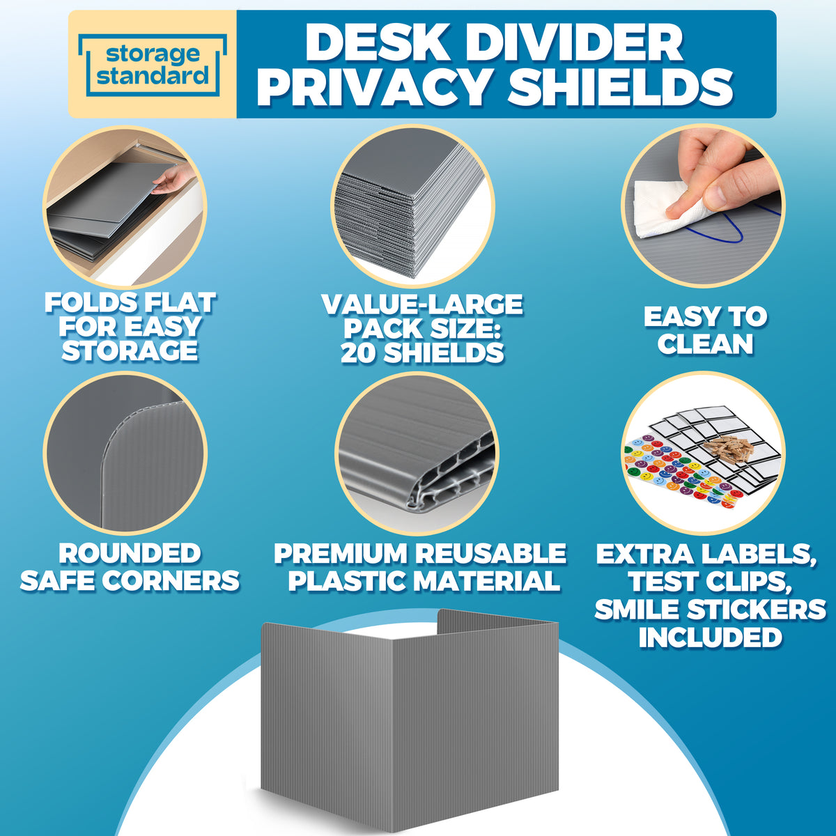 20-Pack Desk Dividers for Students - Durable & Waterproof Plastic Priv ...