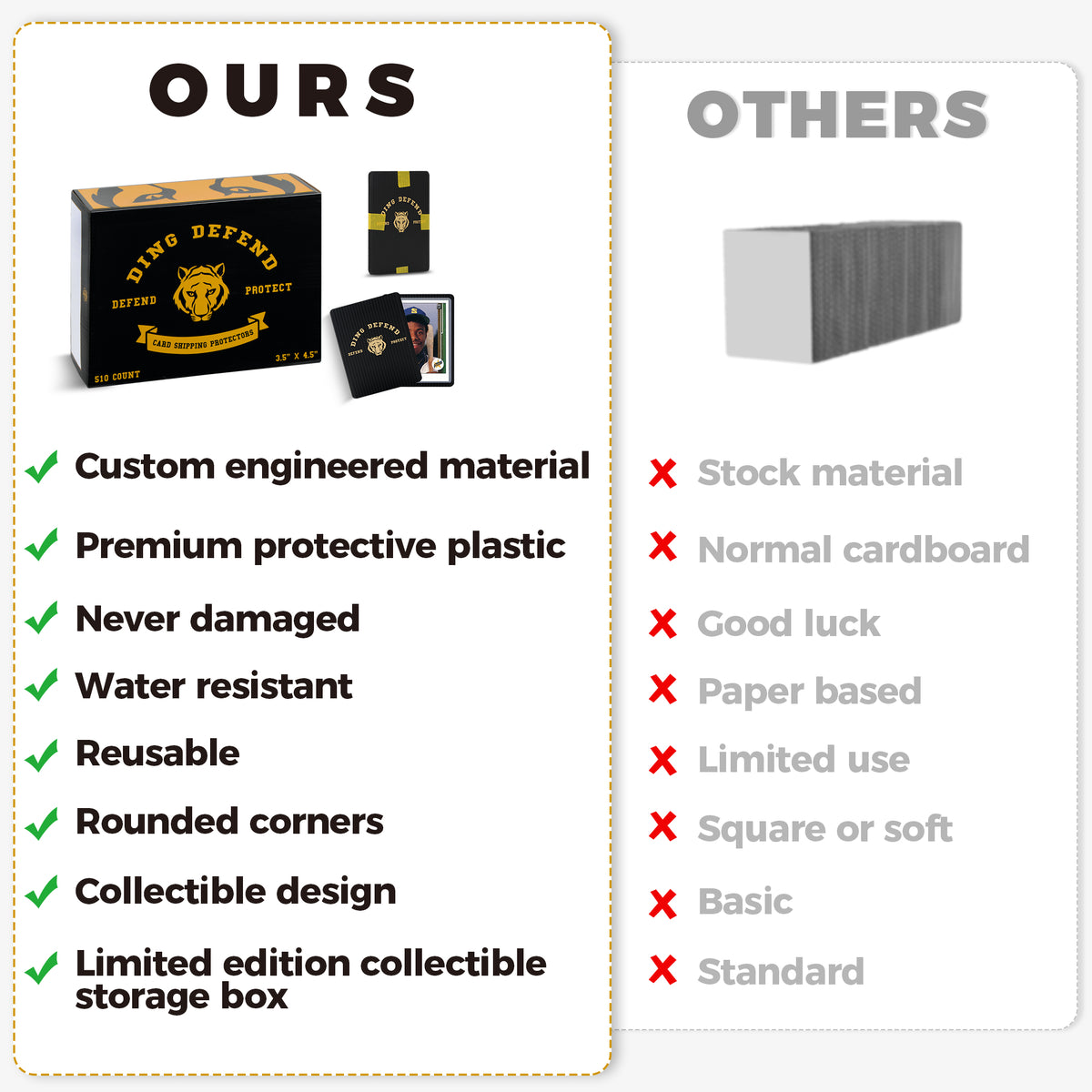 510 pack Ding Defend Trading Card Shipping Protectors Hard Plastic Car ...