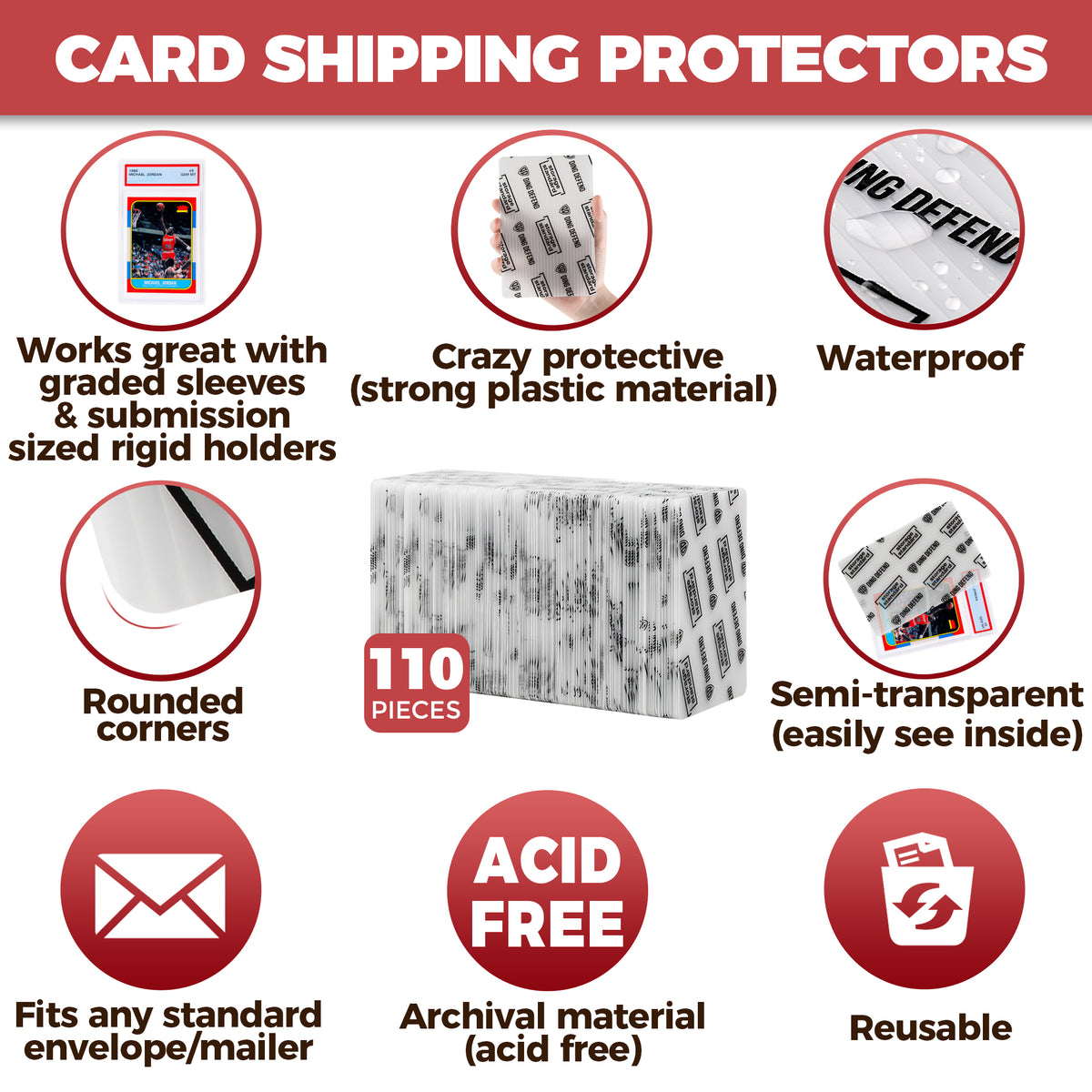 Card Protectors Trading Cards Shipping Supplies, 110-Pack 4'' x 6'' Gr ...