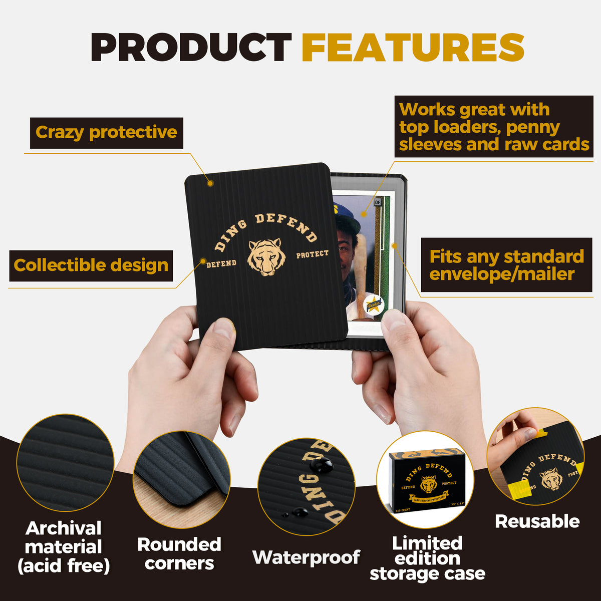 510 pack Ding Defend Trading Card Shipping Protectors Hard Plastic Car ...