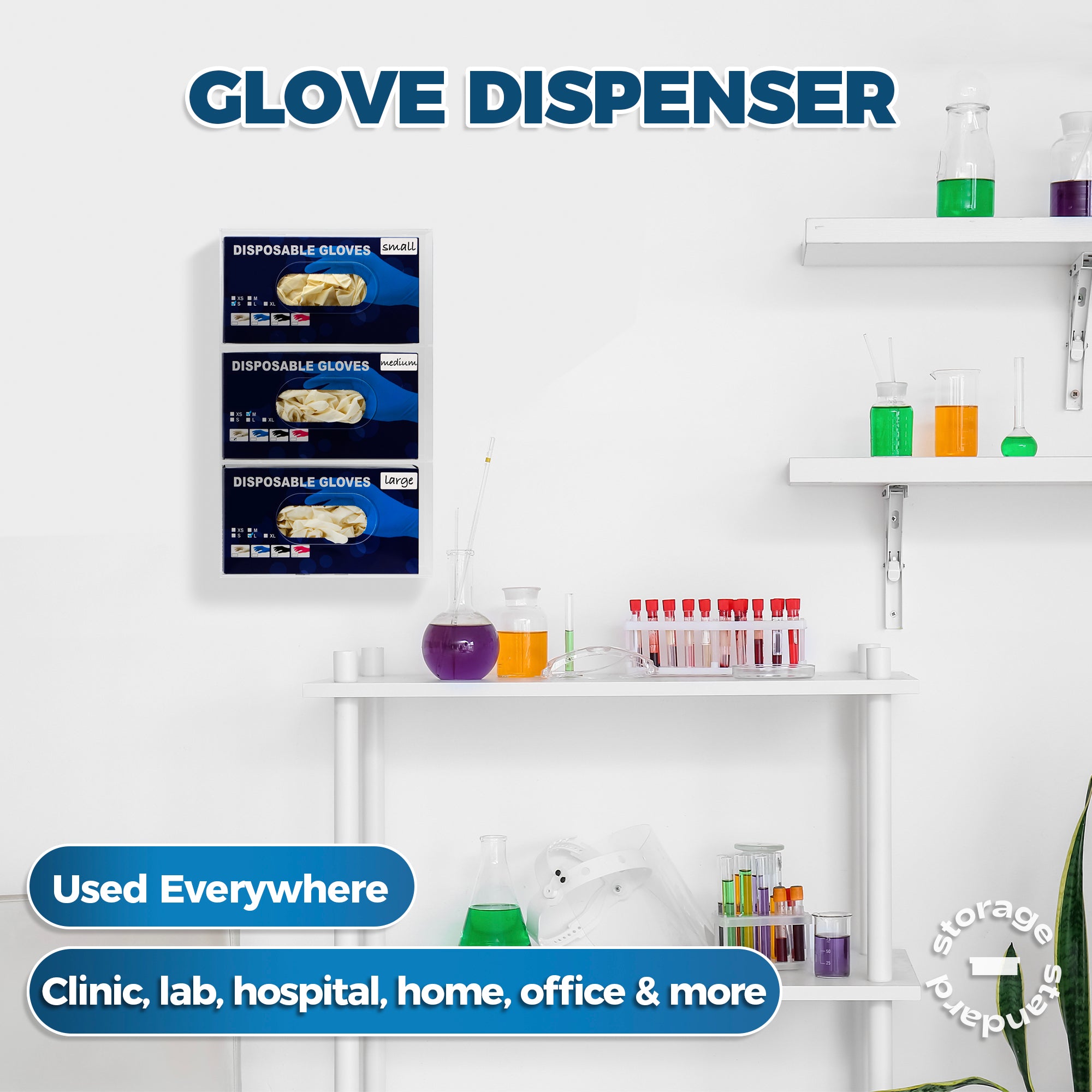 Storage Standard Triple Glove Box Holder Wall Mount Glove Dispenser ...