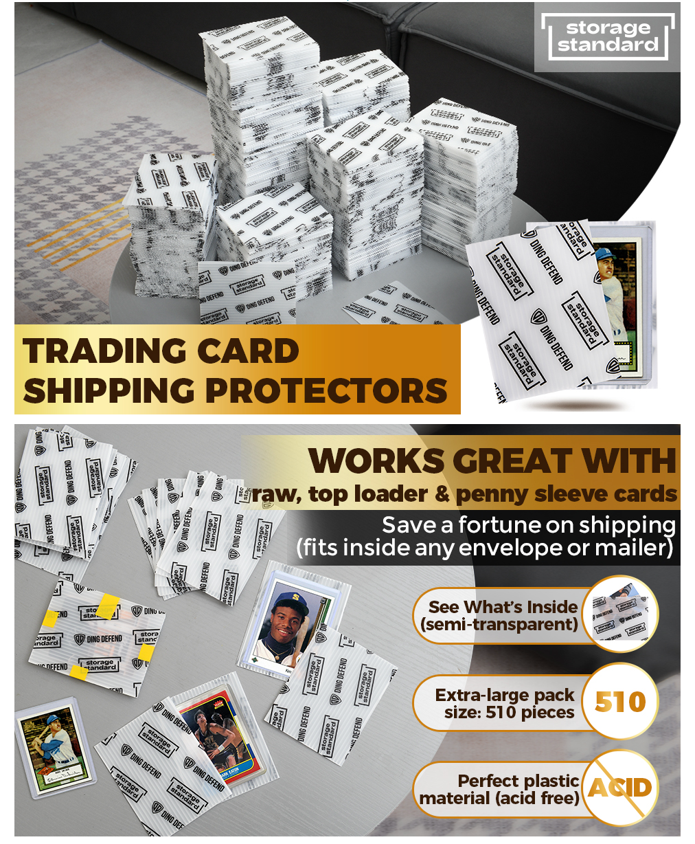 Storage Standard Trading Cards Protector Sleeves Shipping Protector Wa ...