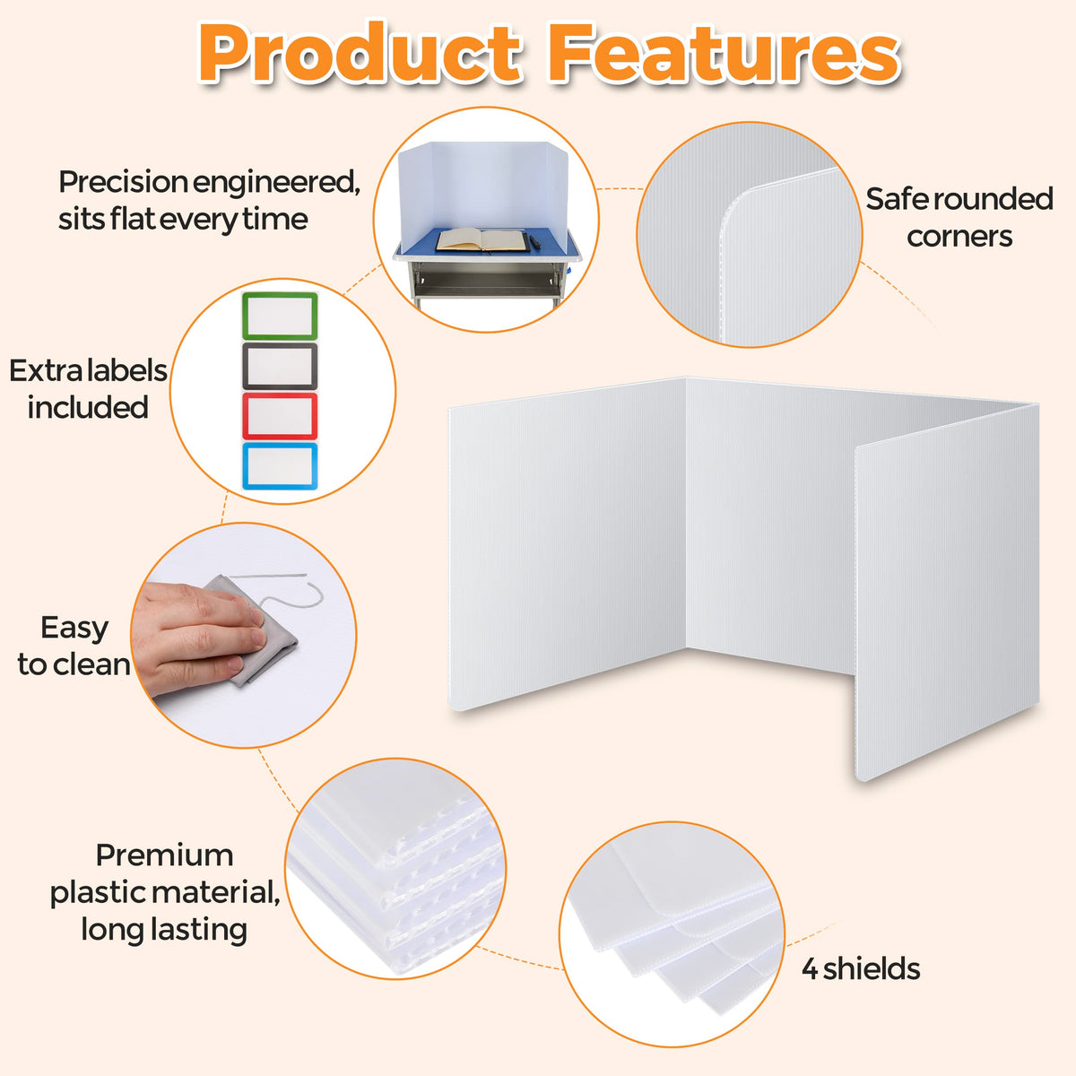 4-Pack Classroom Privacy Shields for Student Desks - Easy to Clean Pla ...